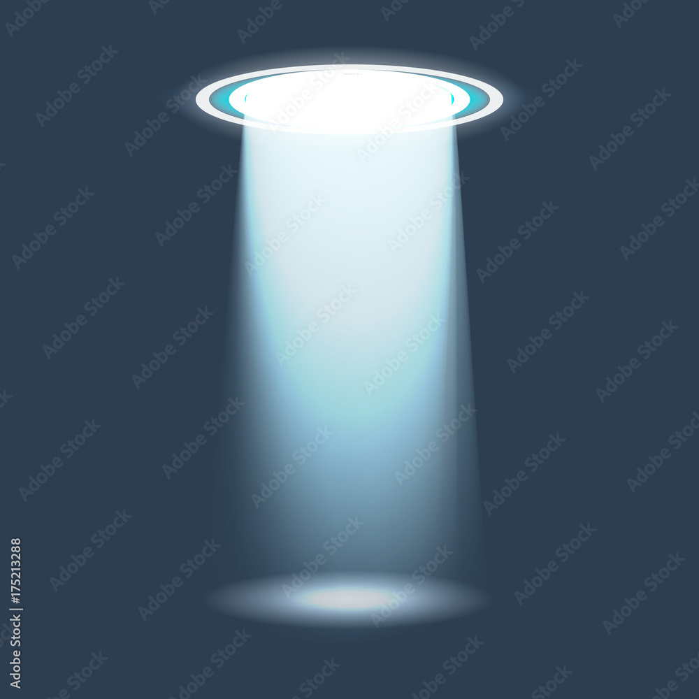 UFO light vector. Alien sky beams. Ufo spaceship with beam, saucer ufo ...
