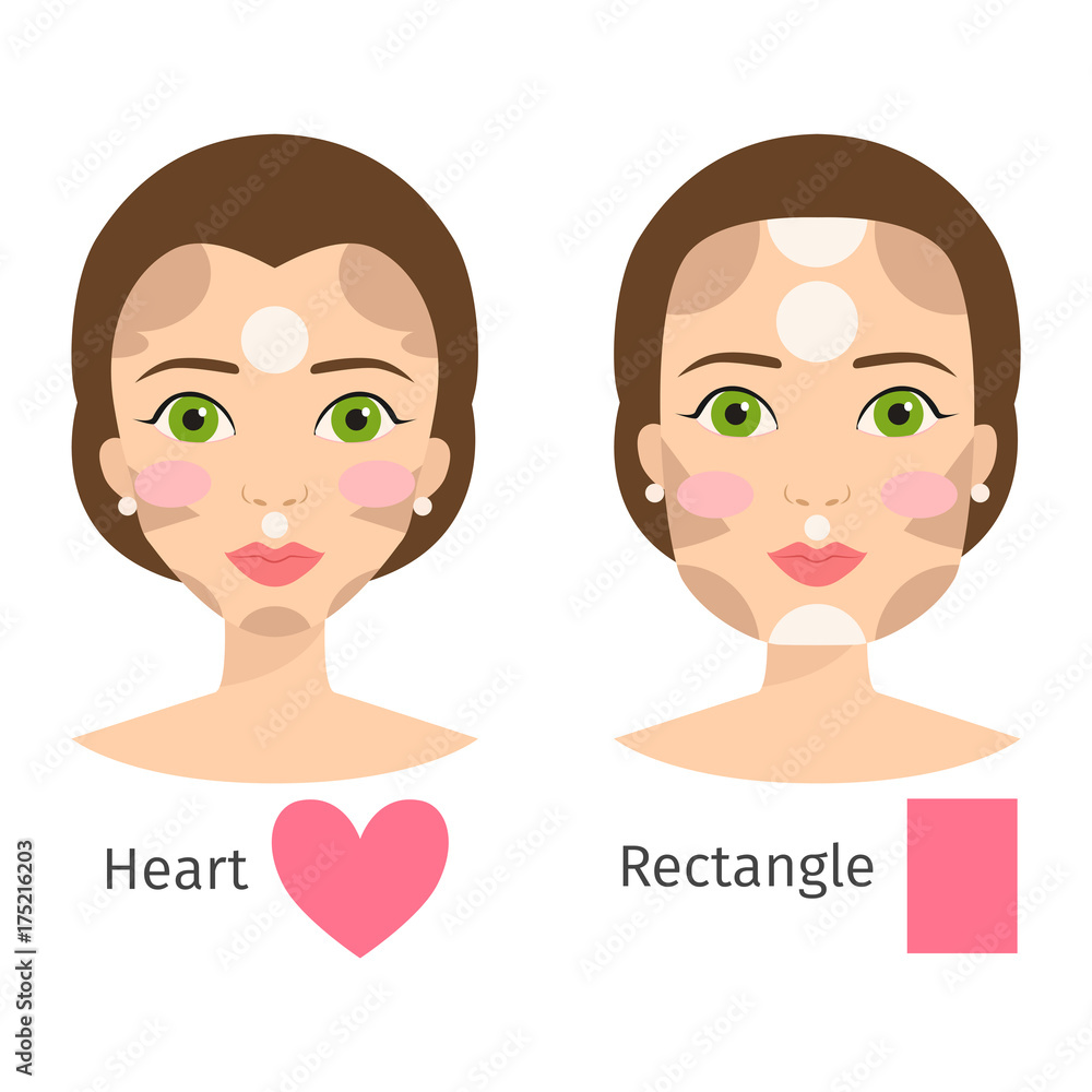 Set of different woman face types vector illustration character shapes ...