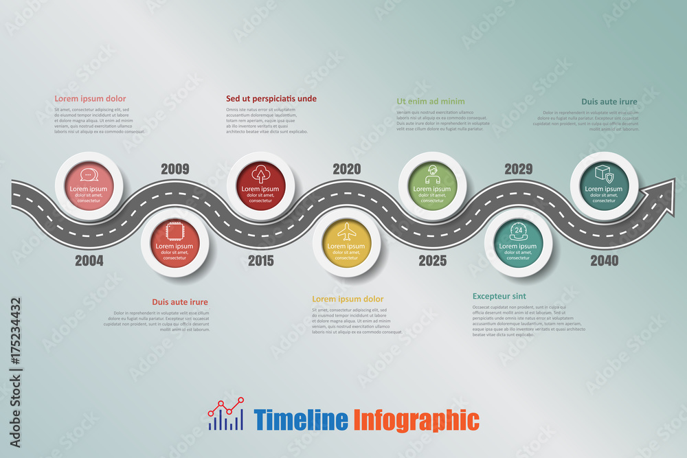 Road map business timeline infographic with 7 steps circle designed for ...