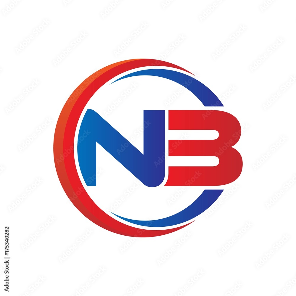 nb logo vector modern initial swoosh circle blue and red Stock Vector ...