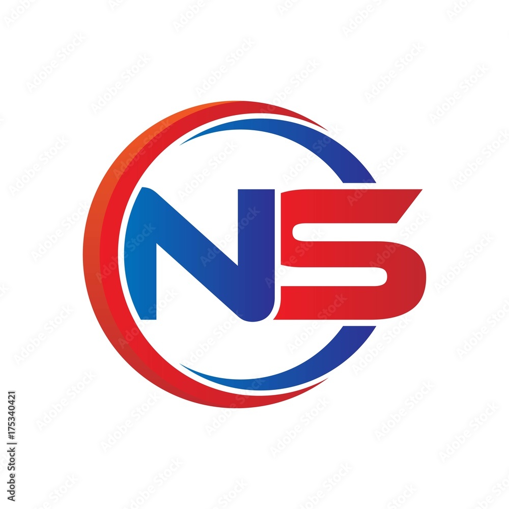 ns logo vector modern initial swoosh circle blue and red Stock Vector ...