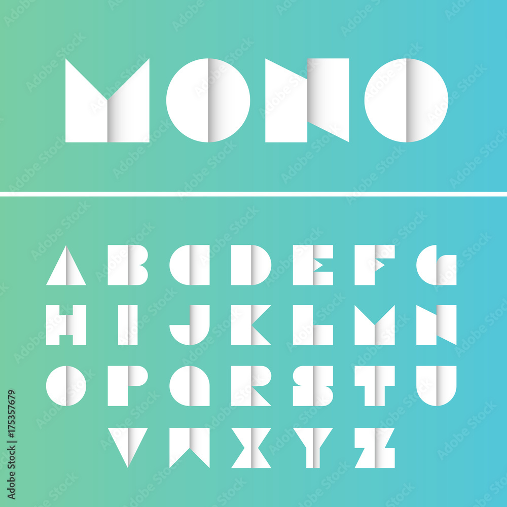 Geometric font. Vector alphabet with gradient effect letters stylized ...