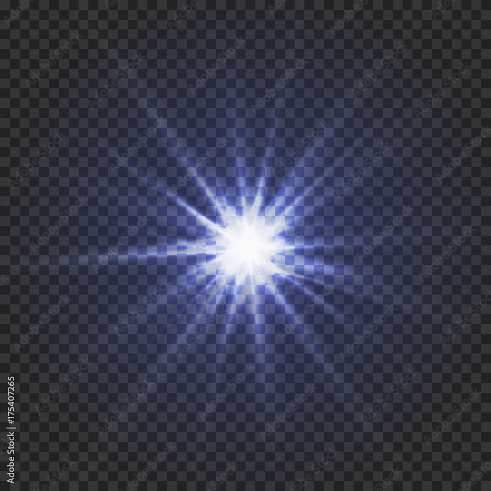 Star on a transparent background, blue shining star, Vector glowing light effect star,Abstract ...