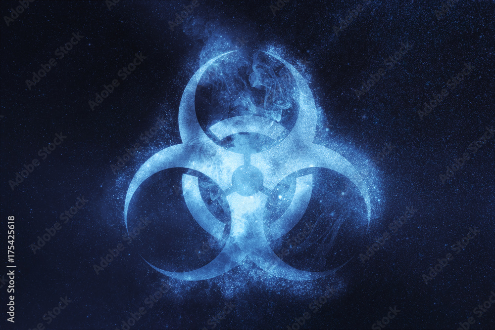 Biohazard symbol. Biohazard sign. Abstract night sky background Stock ...