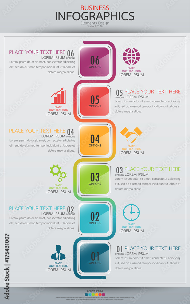 Infographic business vertical timeline process chart template. Vector ...