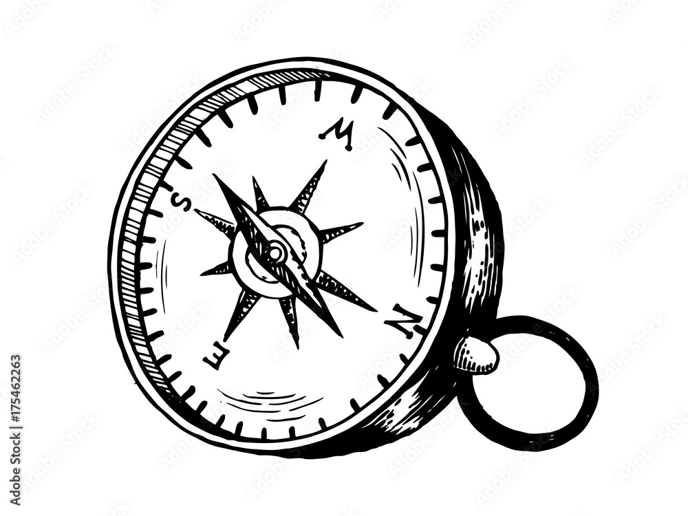 Vintage compass engraving vector illustration Stock Vector | Adobe Stock