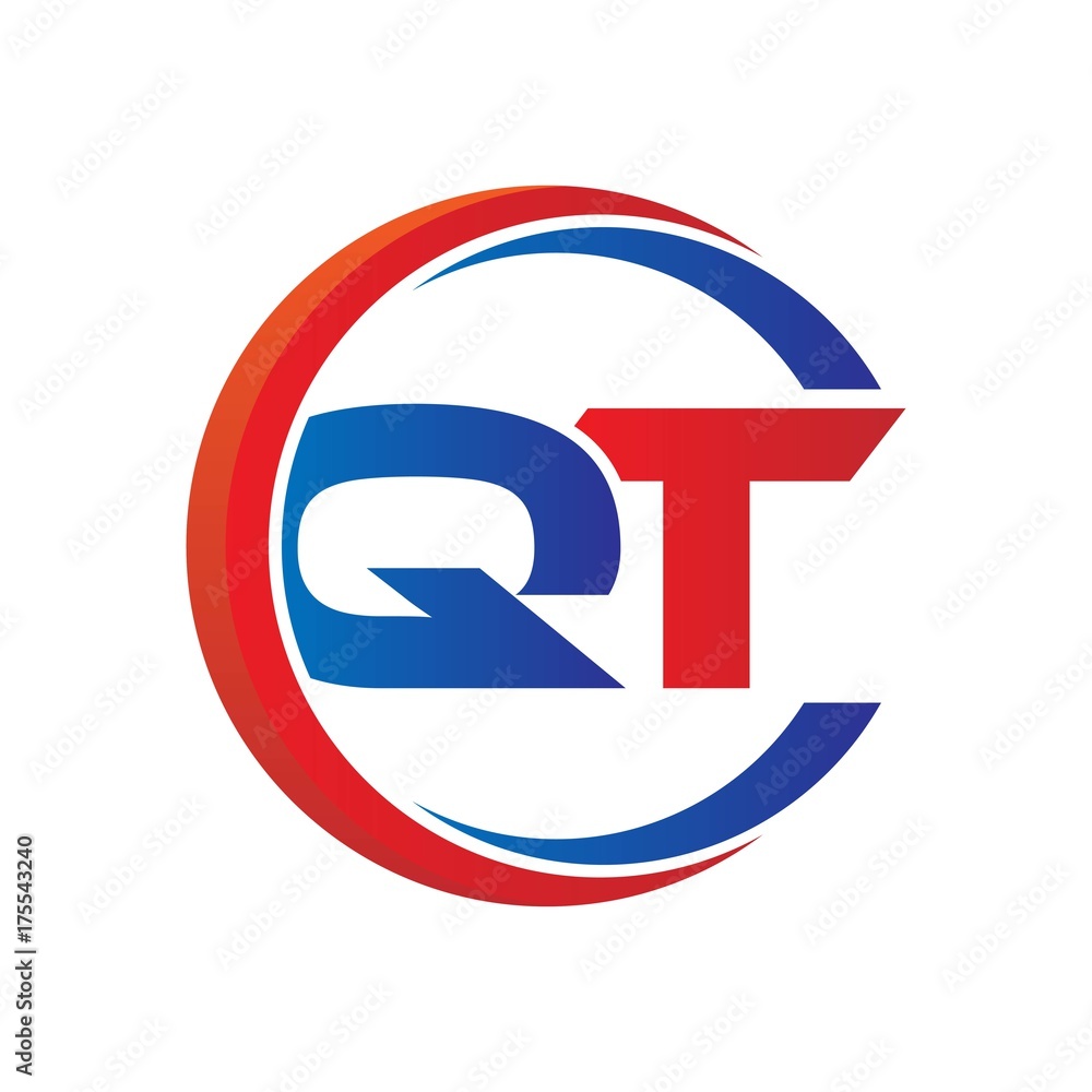 qt logo vector modern initial swoosh circle blue and red Stock Vector ...