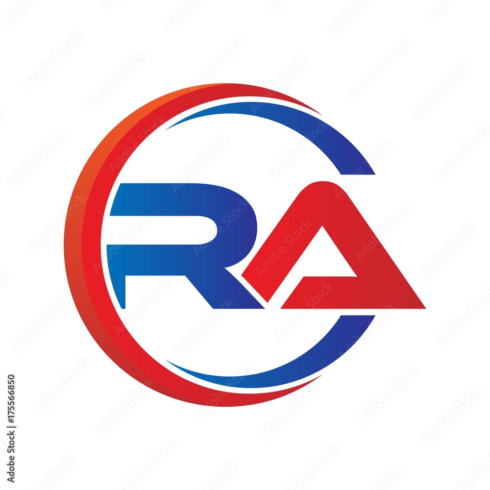 ra logo vector modern initial swoosh circle blue and red Stock Vector ...