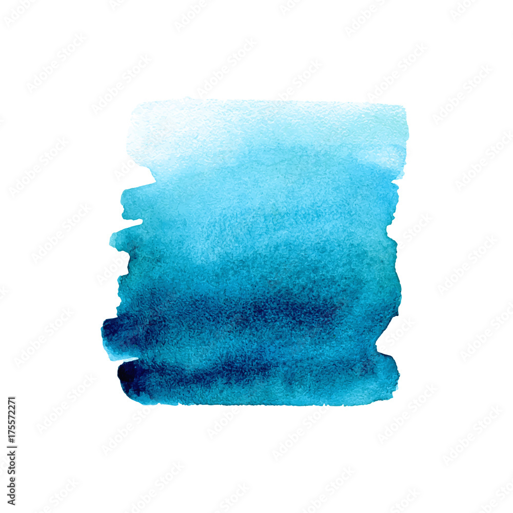 Blue gradient hand drawn watercolor abstract brush stroke vector ...
