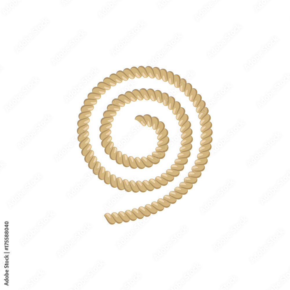 Spiral piece of ship rope, flat style cartoon vector illustration ...