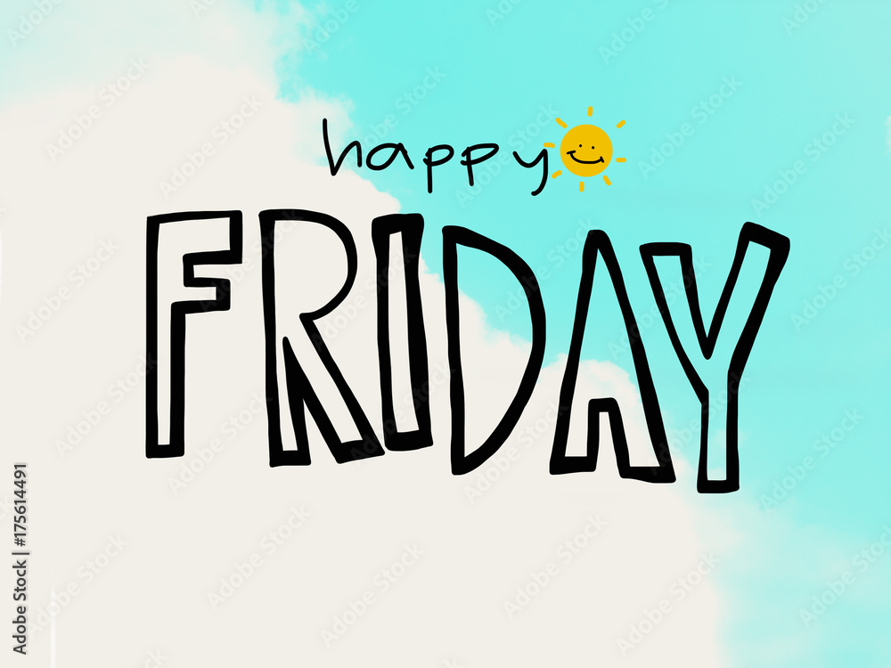 Happy Friday word on blue and white background illustration Stock ...