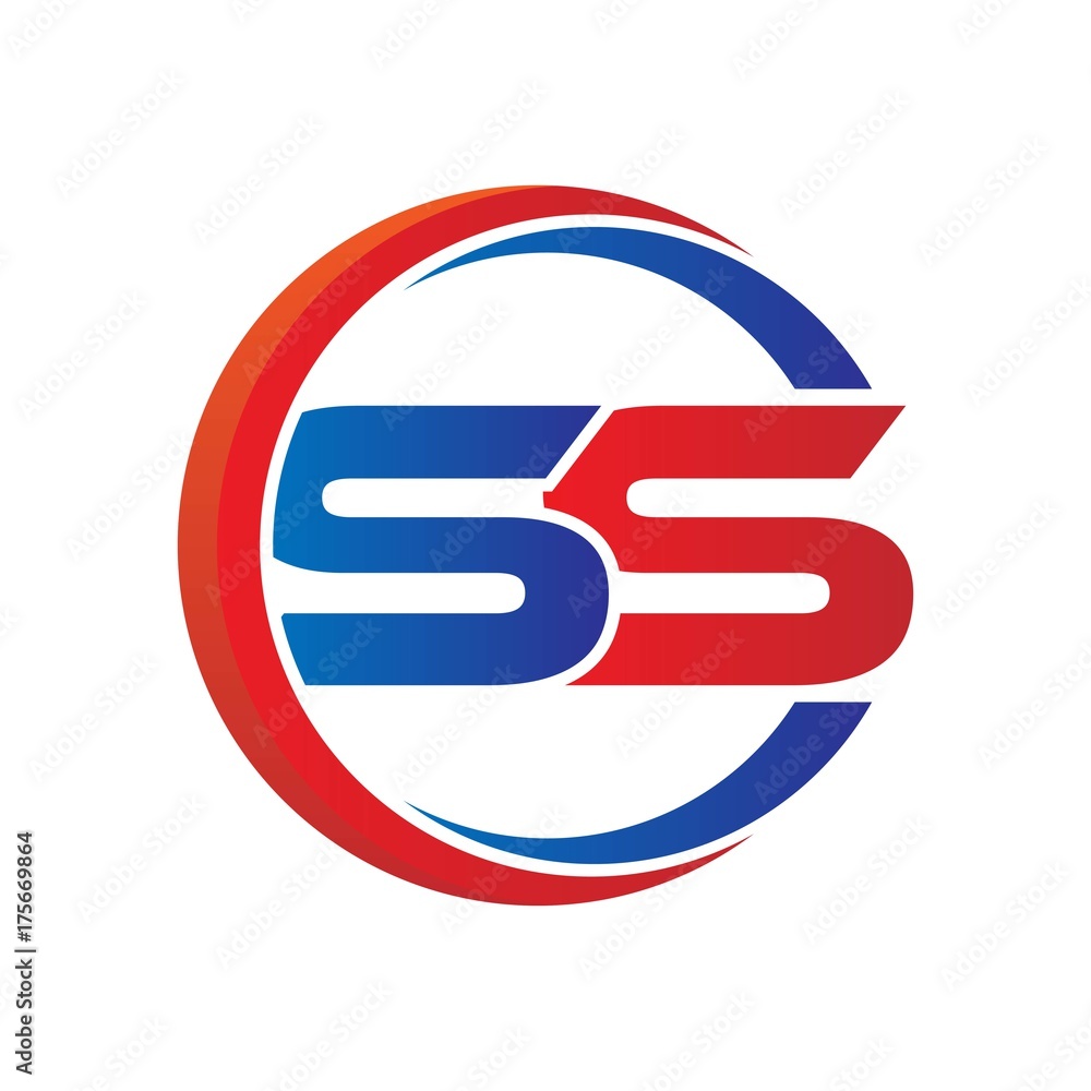ss logo vector modern initial swoosh circle blue and red Stock Vector ...