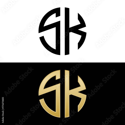 sk initial logo circle shape vector black and gold - Buy this stock ...