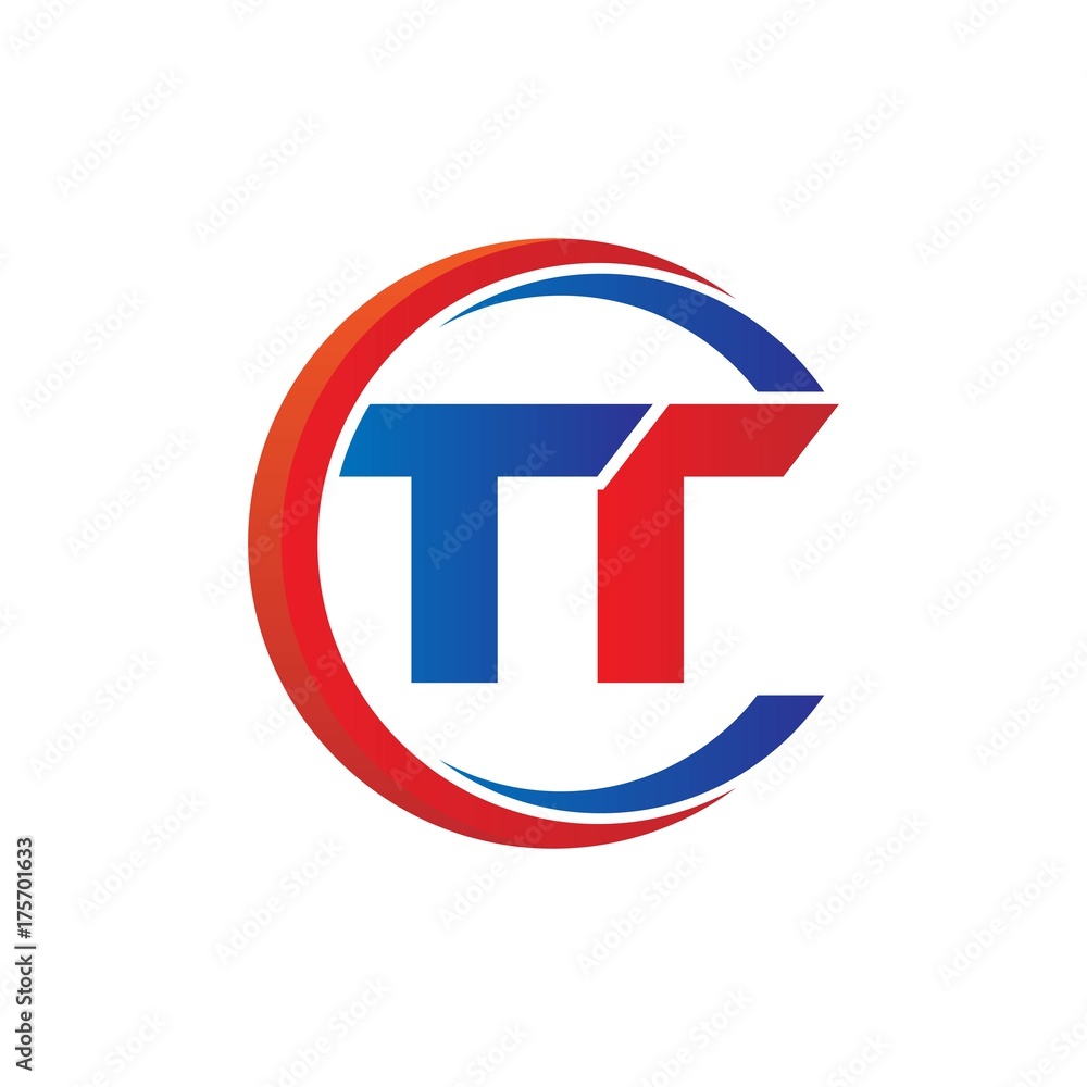 tt logo vector modern initial swoosh circle blue and red Stock Vector ...