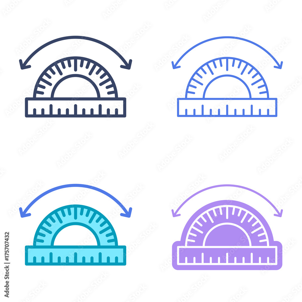 Angle concept linear symbols. Geometric protractor line symbols ...