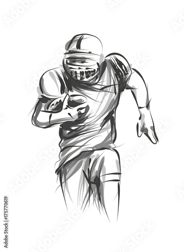 Vector line sketch of american football player Stock Vector | Adobe Stock