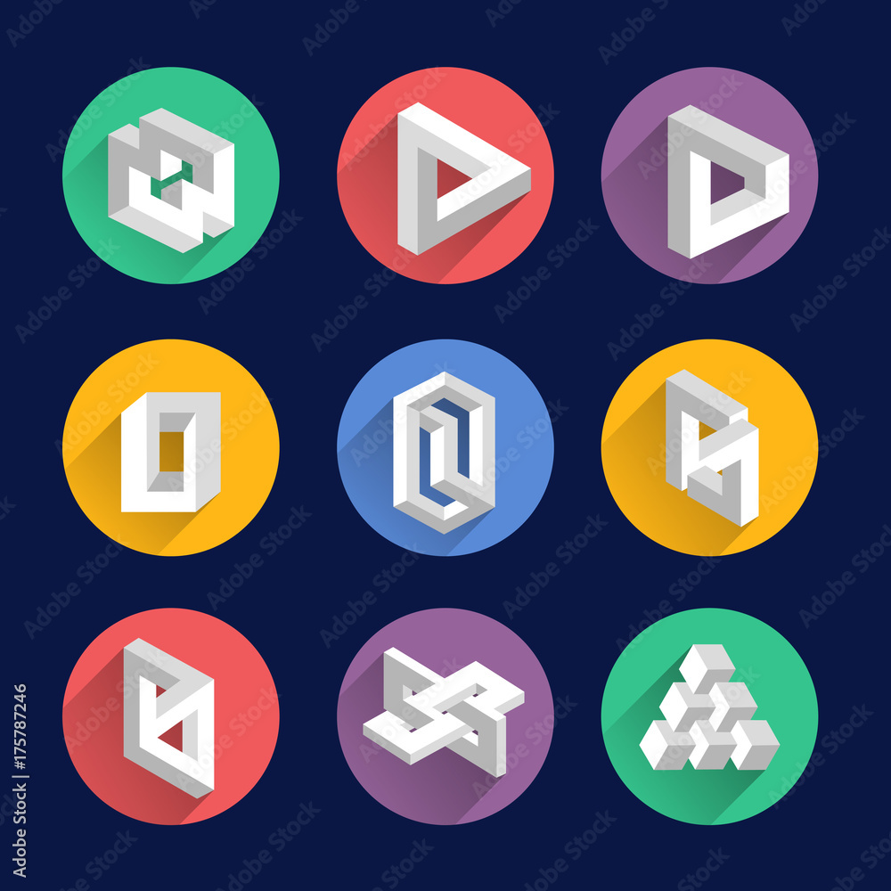 Impossible Shapes Optical Illusion Objects Vector Symbols Stock Vector Adobe Stock