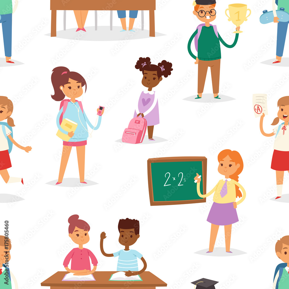 Back to school kids boys and girls children school-time vector ...