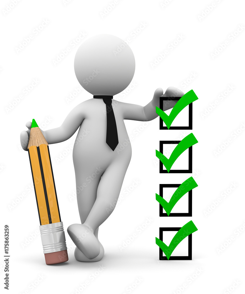 Ilustración de Stock omino 3d con matita e spunte | Adobe Stock