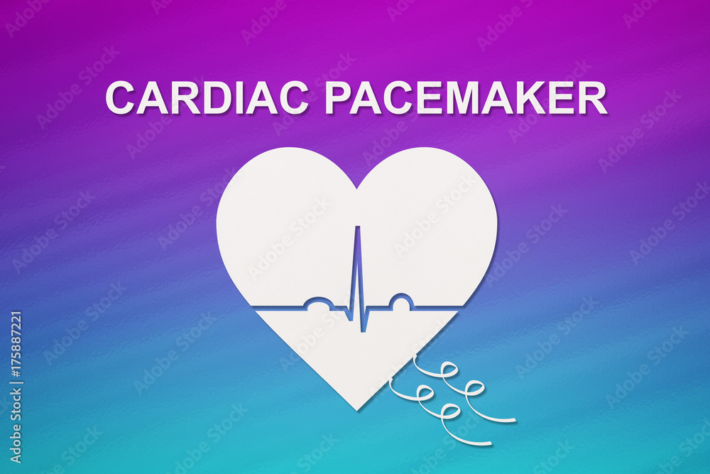 Heart shape with echocardiogram and CARDIAC PACEMAKER text. Cardiology ...