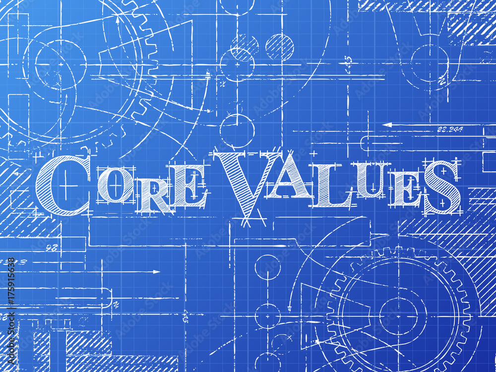 Core Values Blueprint Technical Drawing Stock Vector | Adobe Stock