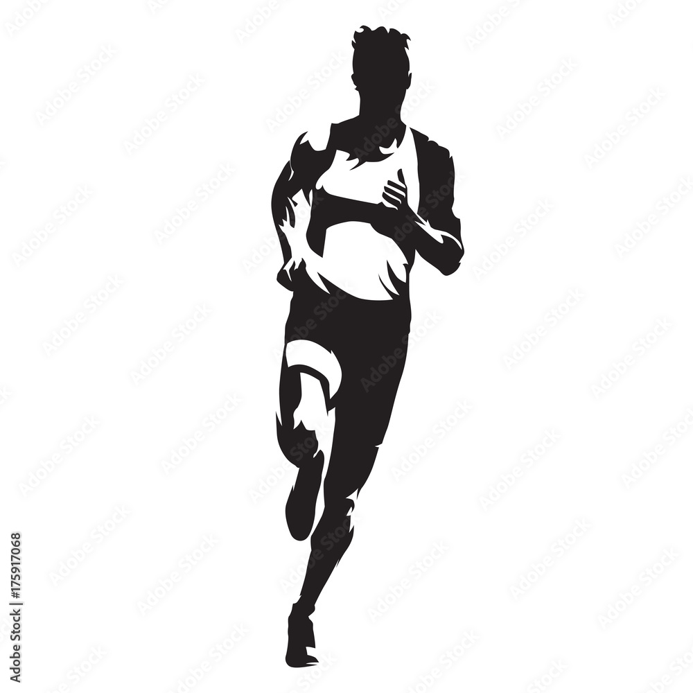 Running man, front view vector silhouette Stock Vector | Adobe Stock