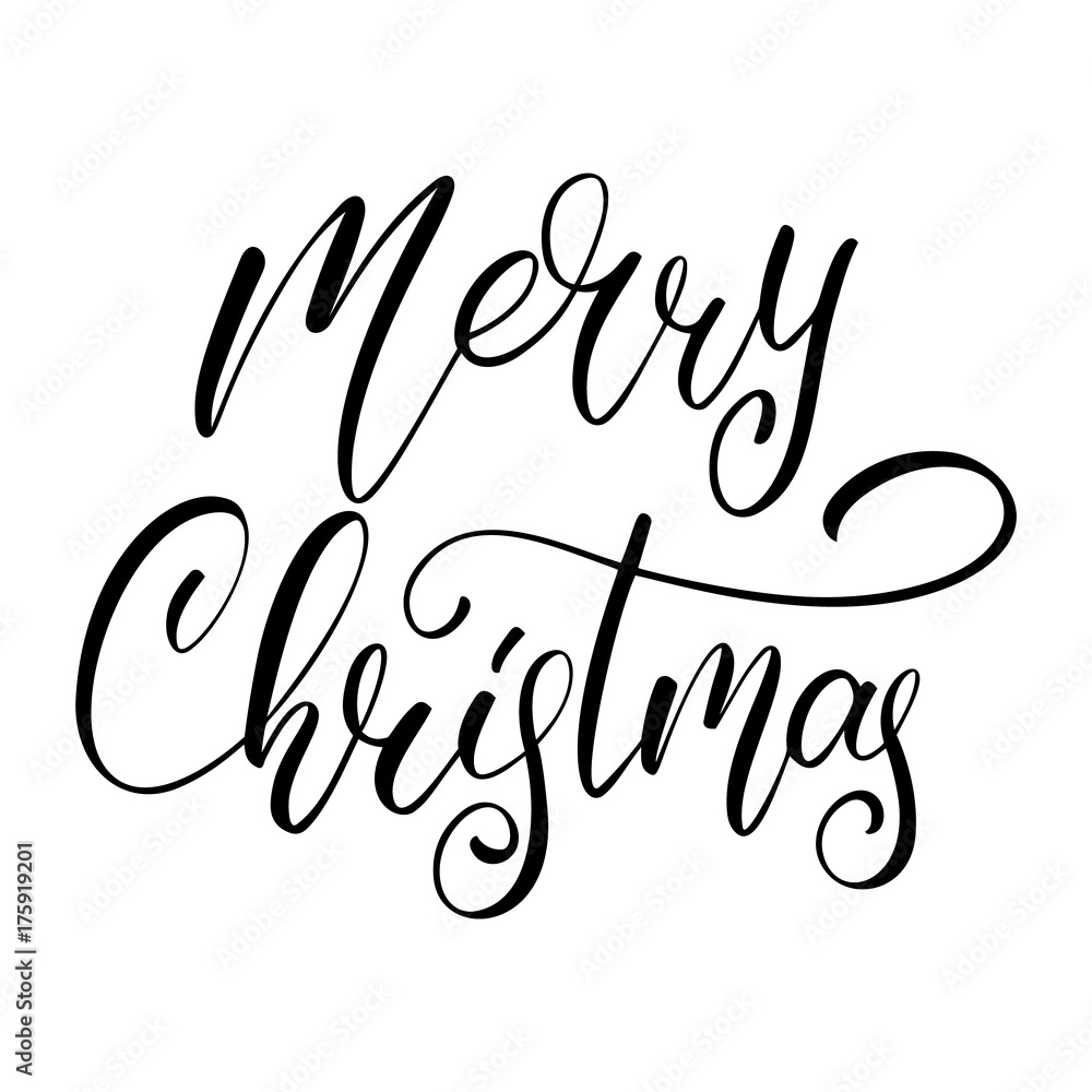 Merry Christmas. Vector calligraphic lettering design for Holiday ...