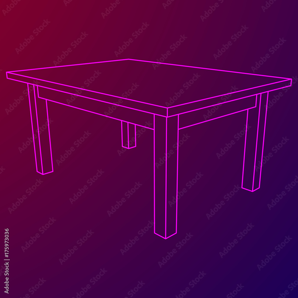 Table furniture wireframe blueprint. Linear outline pedestal vector ...
