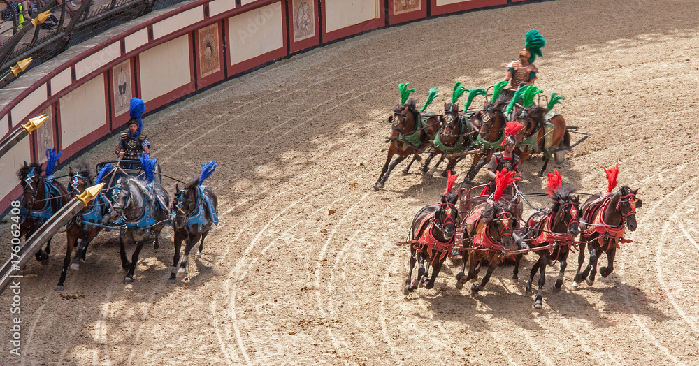 Puy du Fou. Course de chars. Les Epesses. Vendée Stock Photo | Adobe Stock