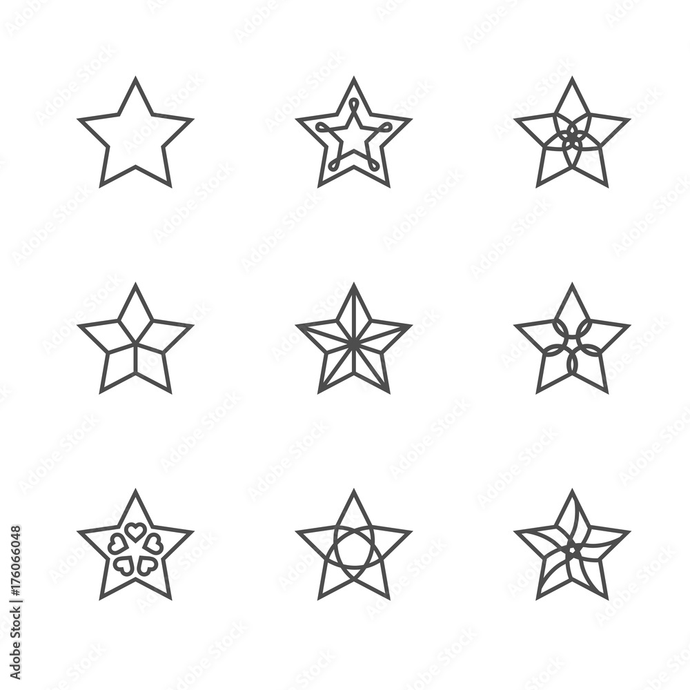 Christmas star symbol outline stroke design black and white color with ...