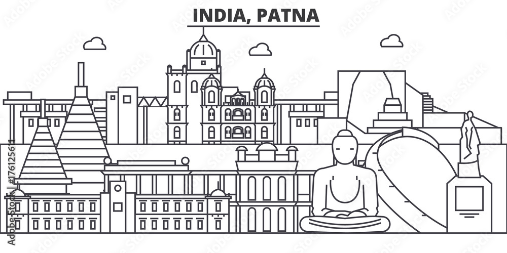 India, Patna architecture line skyline illustration. Linear vector ...