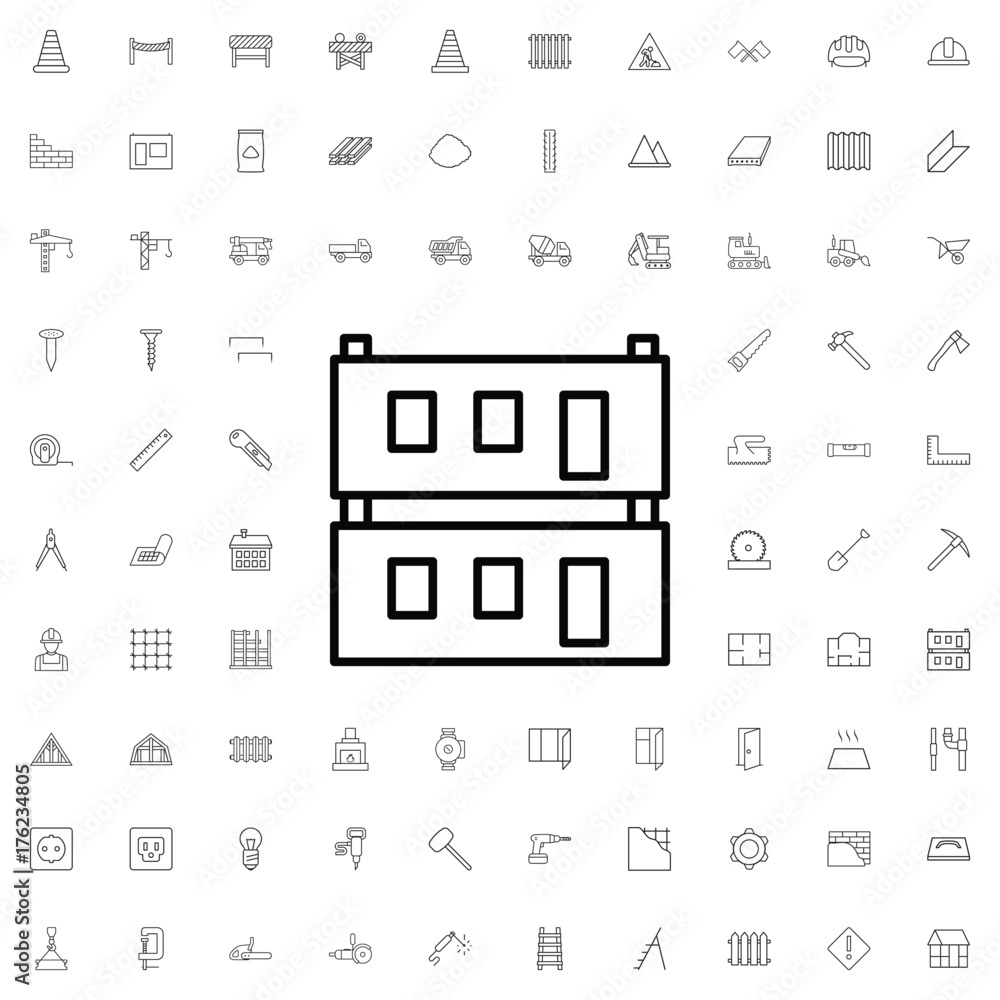 Modular house icon. set of outline construction icons. Stock Vector ...