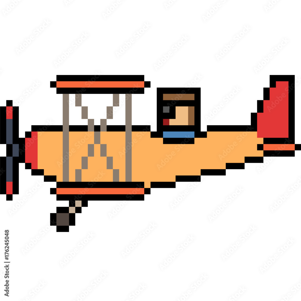 vector pixel art plane pilot Stock Vector | Adobe Stock