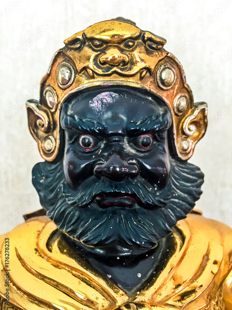 Statuette of the legendary Chinese Zhang Fei God of war in the Chinese ...