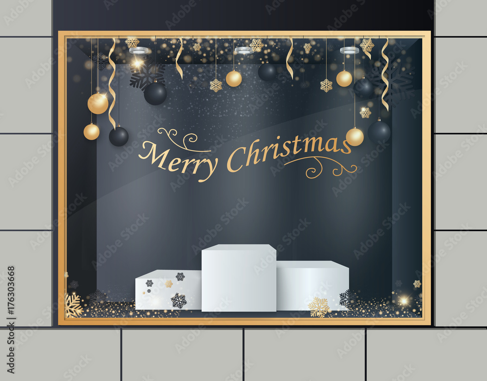 Christmas Shop window. Vector illustration. Stock Vector | Adobe Stock