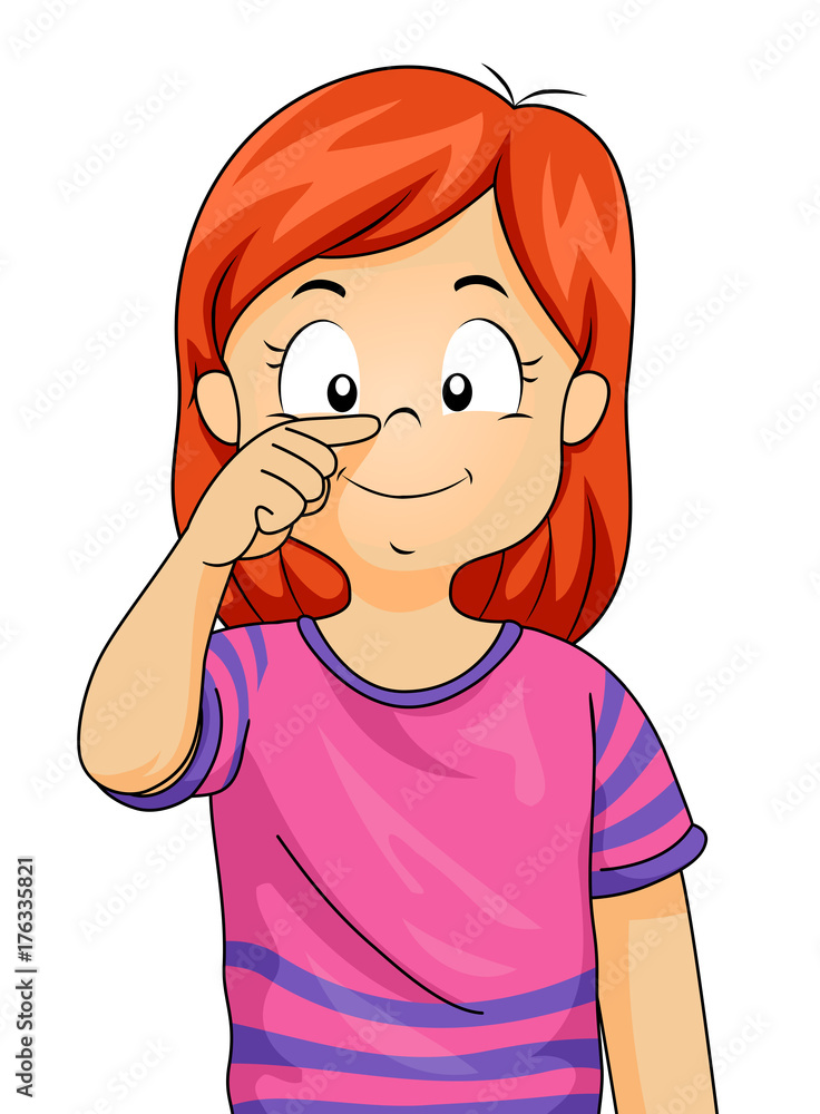Kid Girl Point Nose Illustration Stock Vector | Adobe Stock