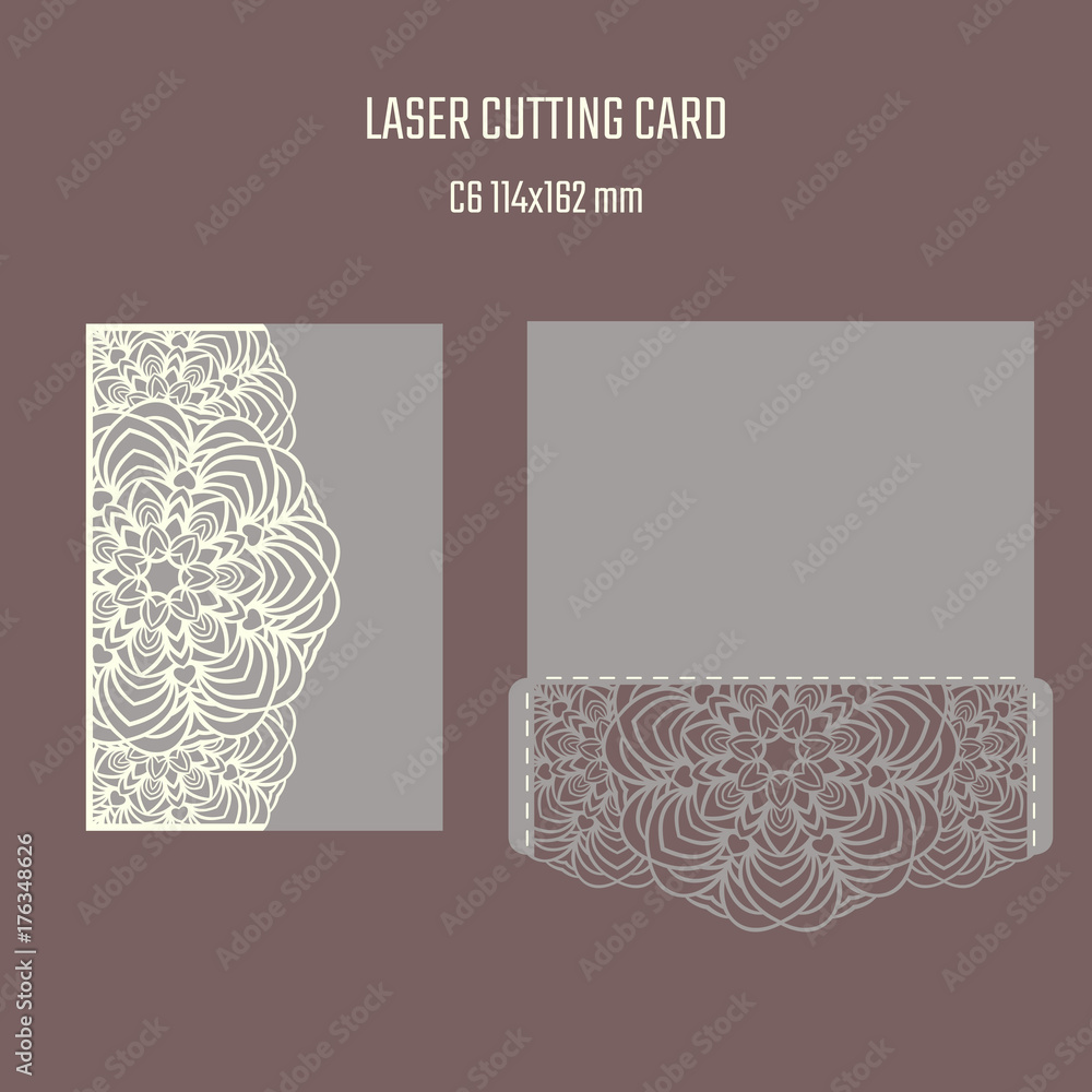DIY laser cutting vector envelope. Wedding die cut invitation template ...