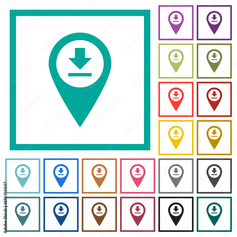 Download GPS map location flat color icons with quadrant frames Stock ...