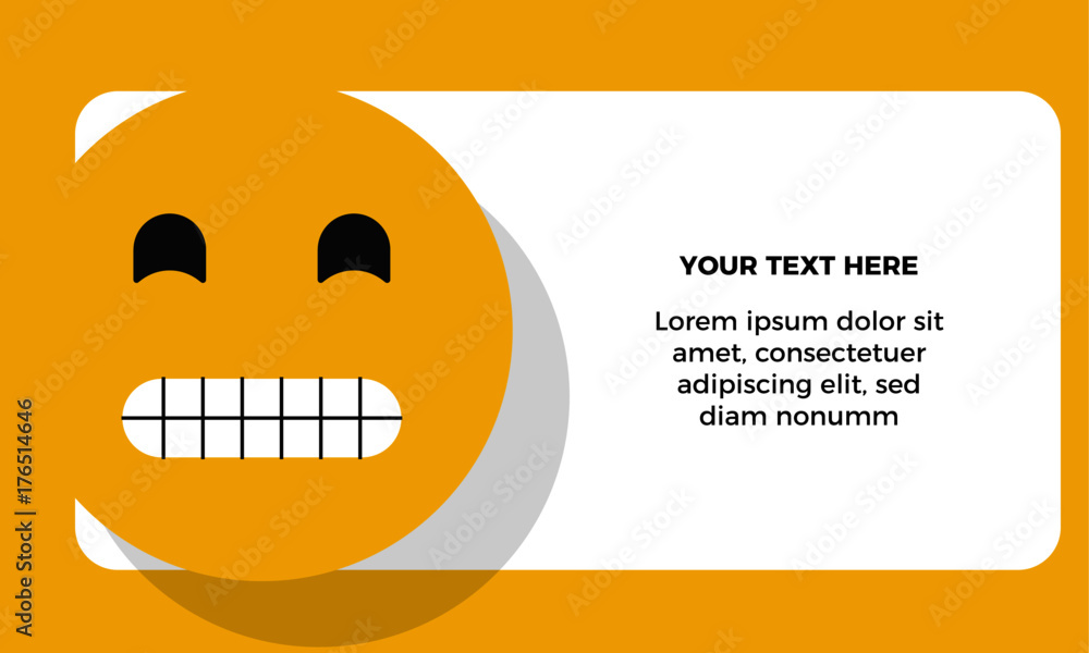 Grinning Face Emoji vector illustration. Love concept. Gift card note ...