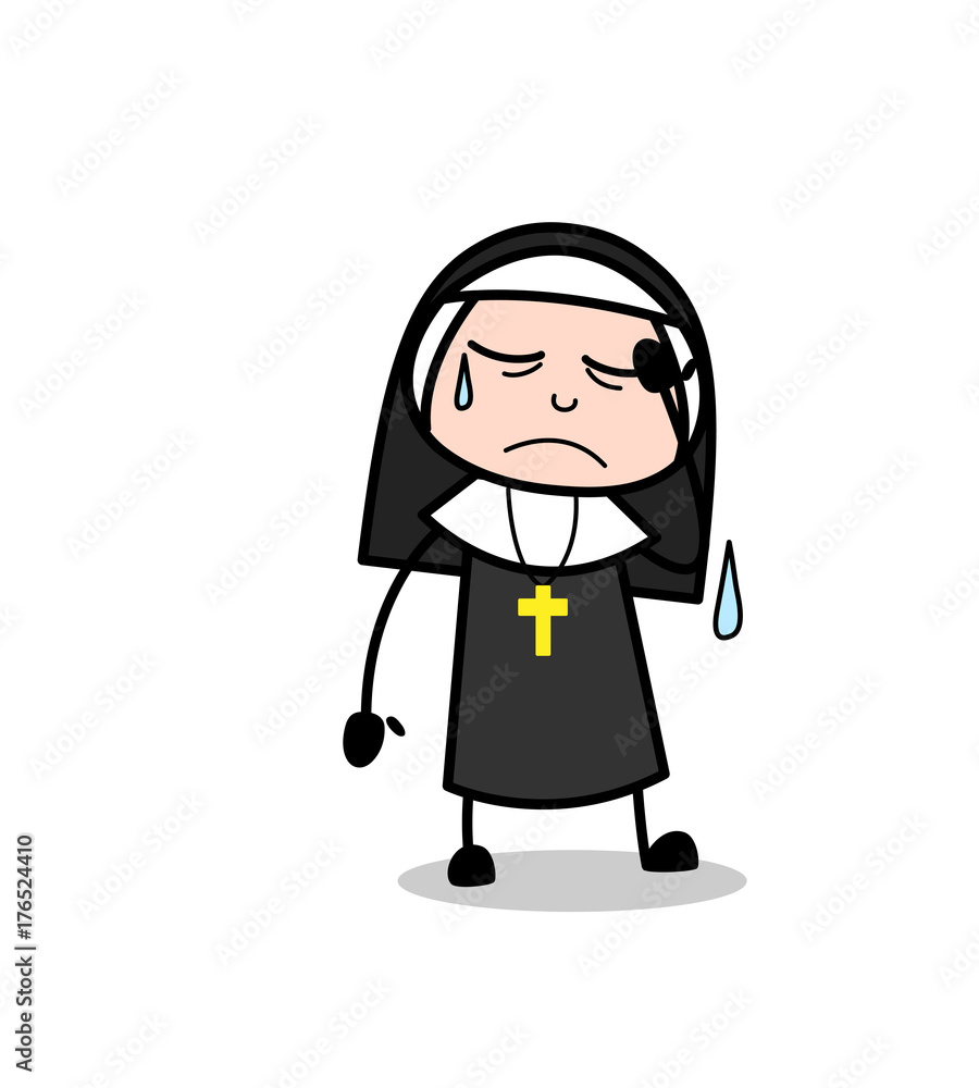 Sad Cartoon Nun Character Face Expression Stock Vector | Adobe Stock