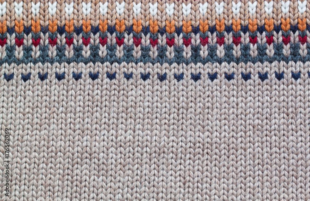 Grey and beige realistic knitting pattern. Jacquard technic Stock Photo ...