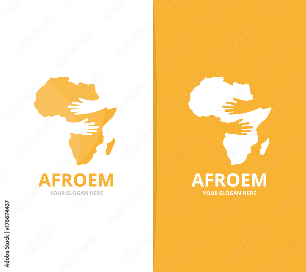 Vector africa and hands logo combination. Safari and embrace symbol or ...