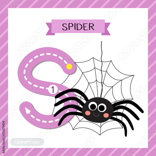 Letter S uppercase cute children colorful zoo and animals ABC alphabet ...