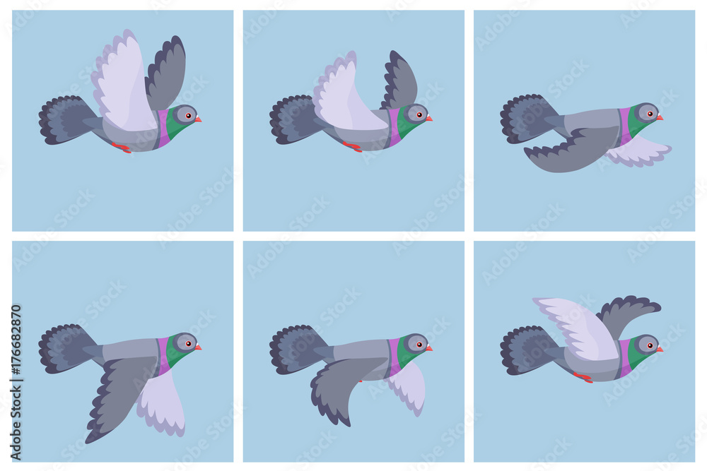 Cartoon flying pigeon animation sprite sheet Stock Vector | Adobe Stock