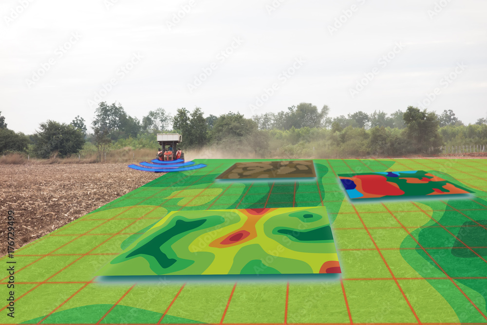 smart agriculture concept, farmer use infrared in tractor with high ...