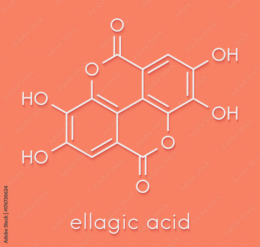 Ellagic acid dietary supplement molecule. Skeletal formula. Stock ...