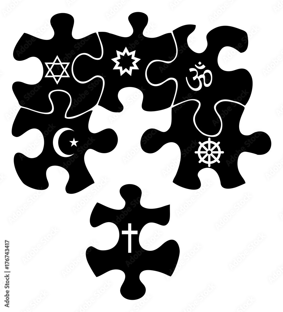 Puzzle with signs of religion Stock Vector | Adobe Stock