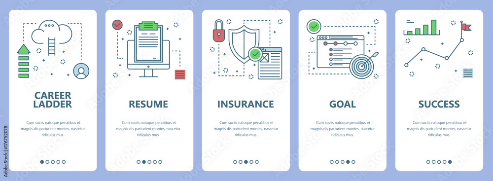 Vector modern thin line flat design career ladder vertical banners ...