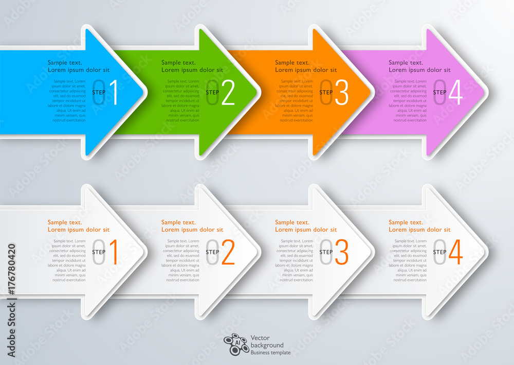 Infographics Vector Background 4-Step Arrows Stock Vector | Adobe Stock