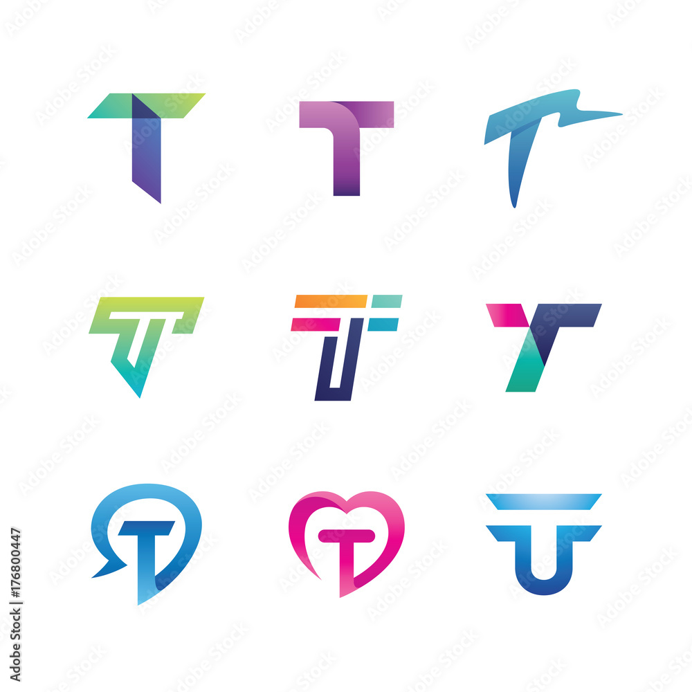 Abstract Letter T Logo Set Stock Vector | Adobe Stock